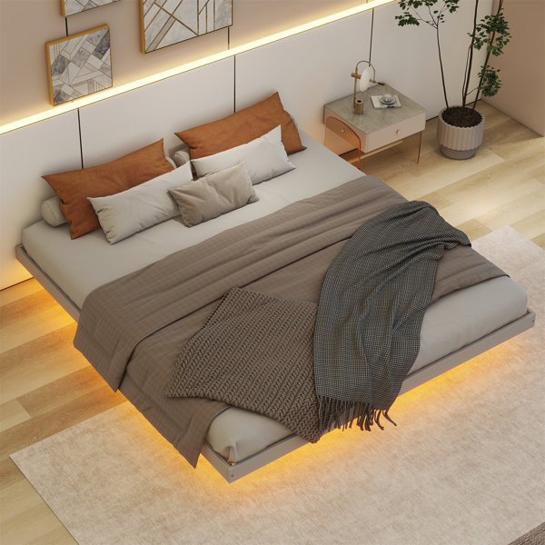 Ebern Designs Luxurious Floating Platform Bed With LED Illumination For Dreamy Nights | Wayfair